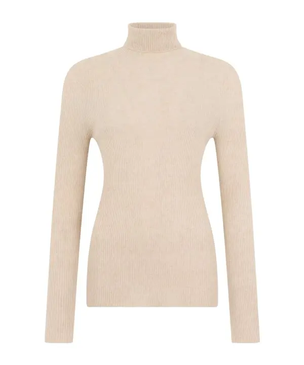 Fabiana Filippi Platinum Ribbed Knit High Neck Sweater