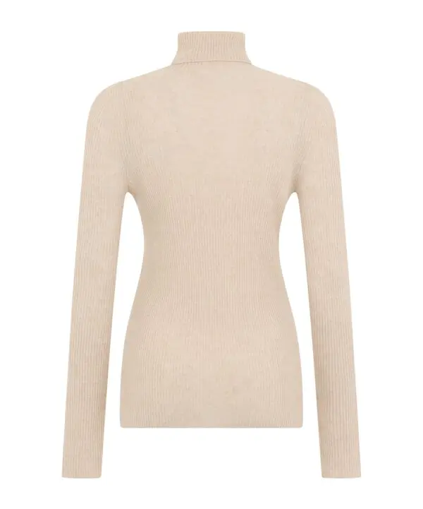Fabiana Filippi Platinum Ribbed Knit High Neck Sweater