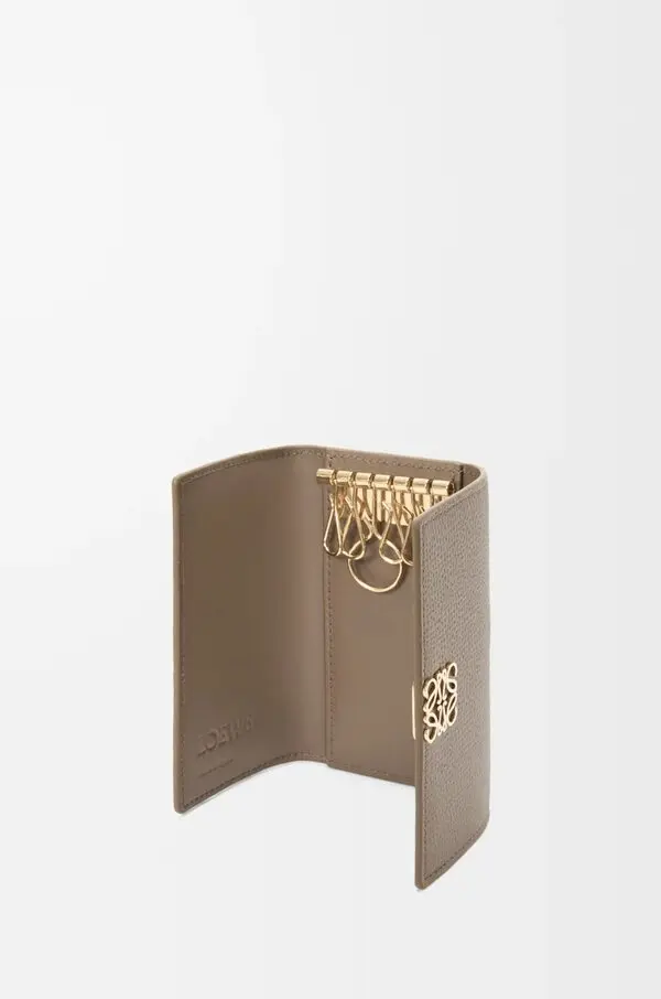 Loewe Anagram Key Case In Pebble Grained Calfskin