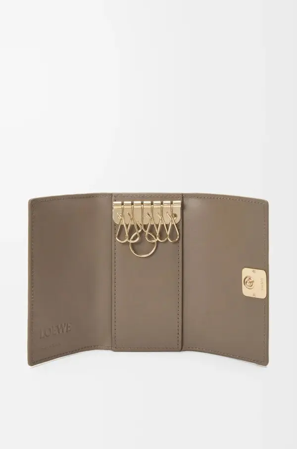 Loewe Anagram Key Case In Pebble Grained Calfskin
