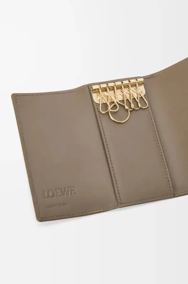 Loewe Anagram Key Case In Pebble Grained Calfskin