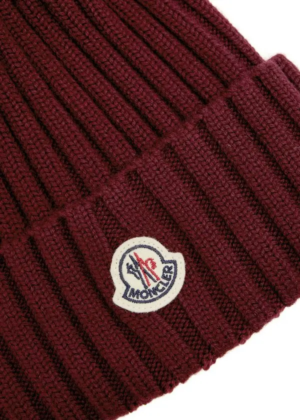 Moncler Ribbed Wool Bobble Hat