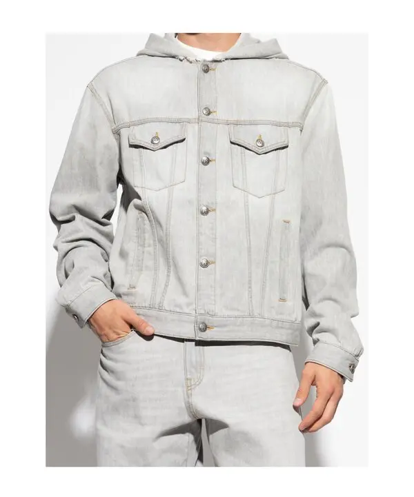 Palm Angels Logo Printed Hooded Denim Jacket