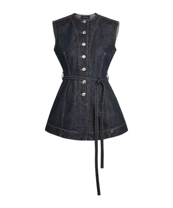 Sportmax Belted Denim Waistcoat Top