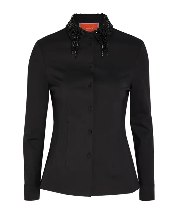 La DoubleJ Bead Embellished Collar Jersey Shirt