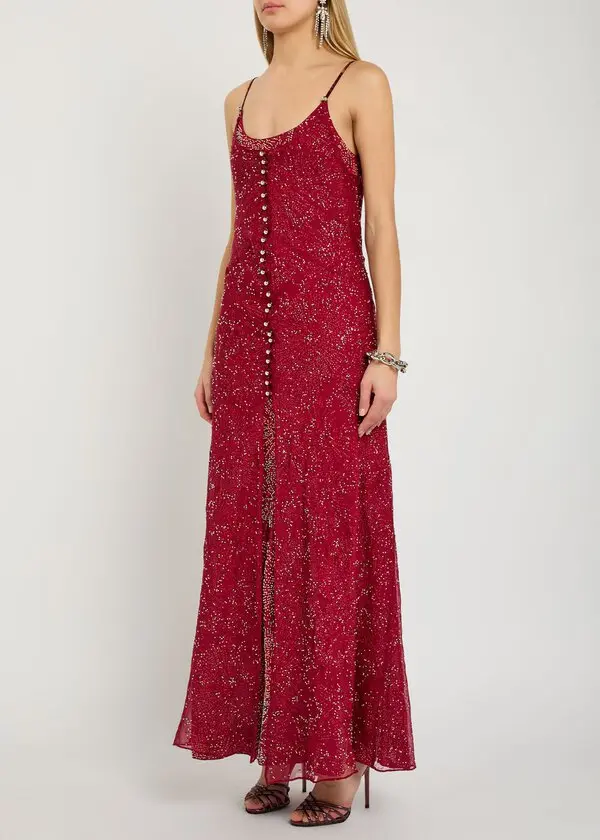 Rabanne Embellished Chiffon Maxi Dress