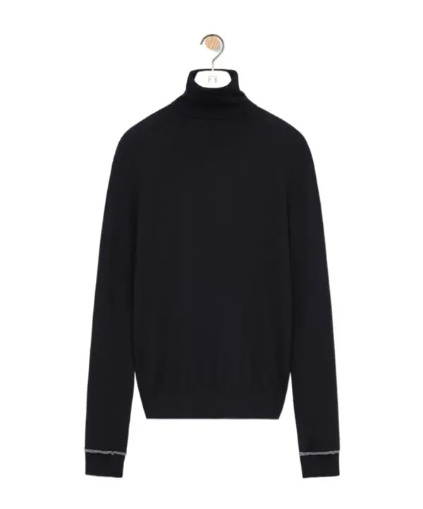 Loewe Turtleneck Sweater With Ribbed Details And Jacquard Fabric