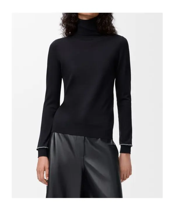 Loewe Turtleneck Sweater With Ribbed Details And Jacquard Fabric