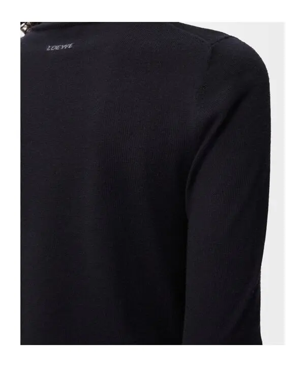Loewe Turtleneck Sweater With Ribbed Details And Jacquard Fabric