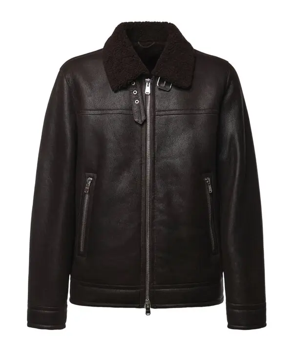 DONDUP Lapel-collar Zip-up Leather Jacket