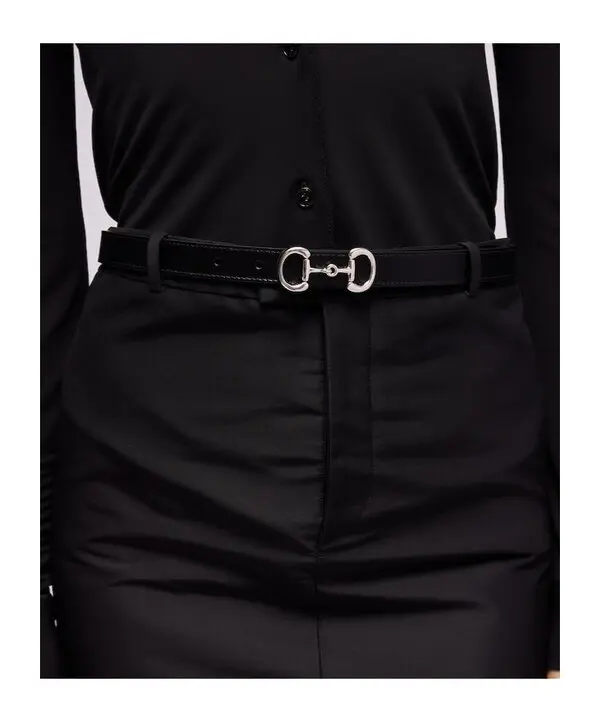 Gucci Thin Belt With Horsebit Buckle