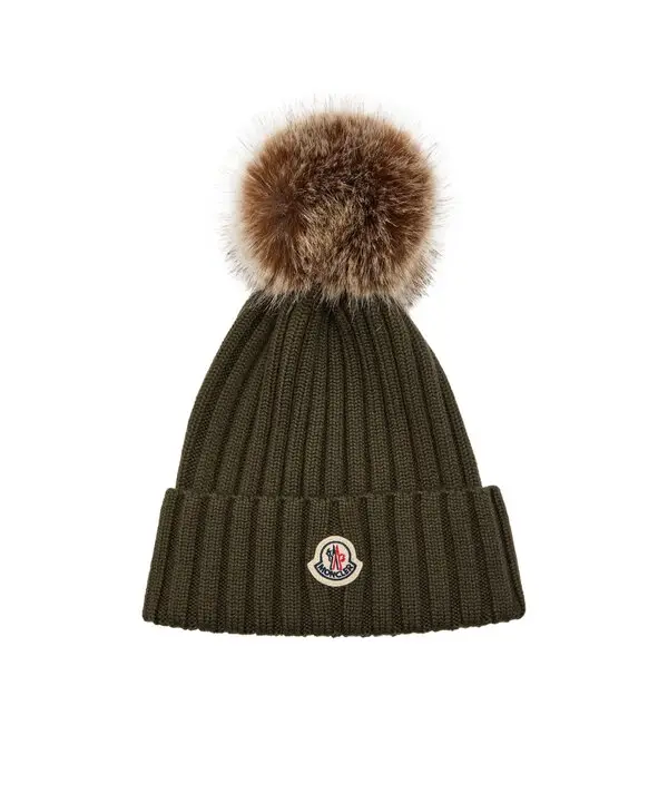 Moncler Ribbed Wool Bobble Hat