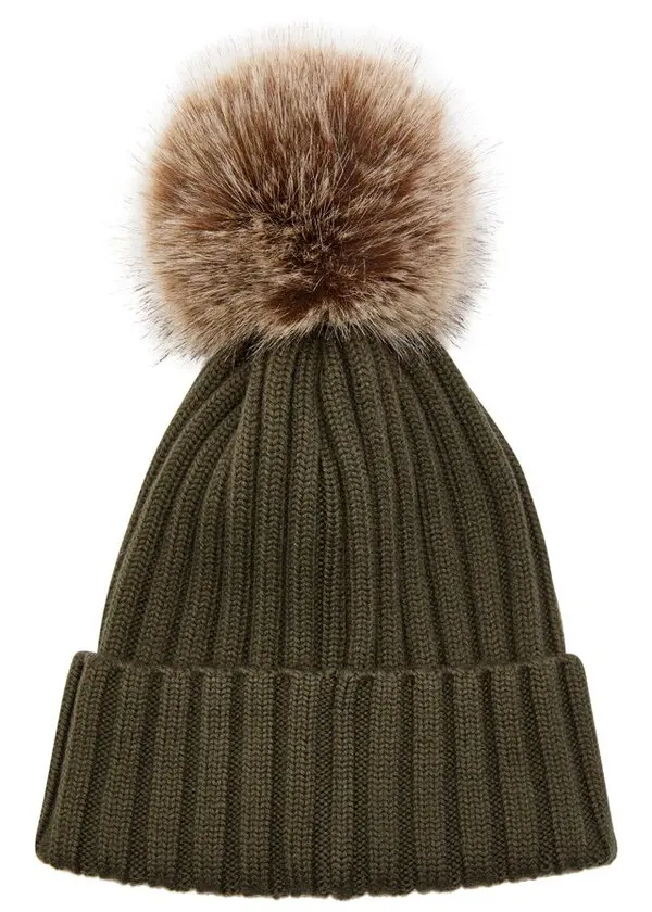 Moncler Ribbed Wool Bobble Hat