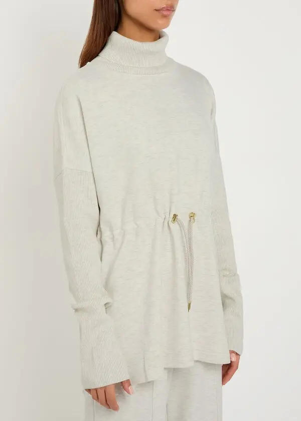 Varley Ethel Toggle-waist Stretch-jersey Sweatshirt - White