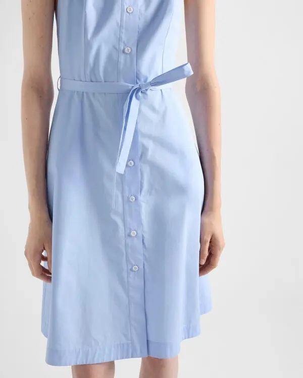 Prada Embroidered Poplin Shirt Dress