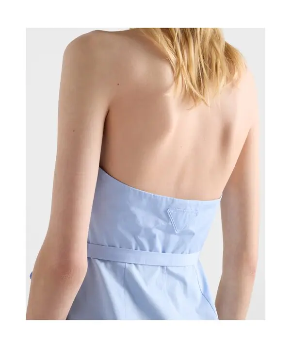 Prada Embroidered Poplin Shirt Dress - Sky-blue