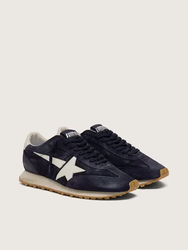 GOLDEN GOOSE Marathon Low-top Sneakers With Star Pattern - Navy Blue