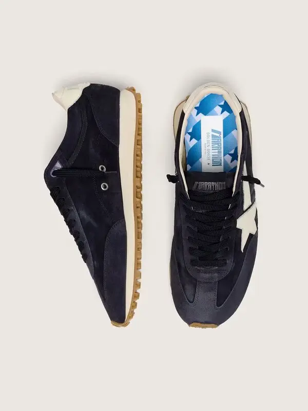 GOLDEN GOOSE Marathon Low-top Sneakers With Star Pattern - Navy Blue