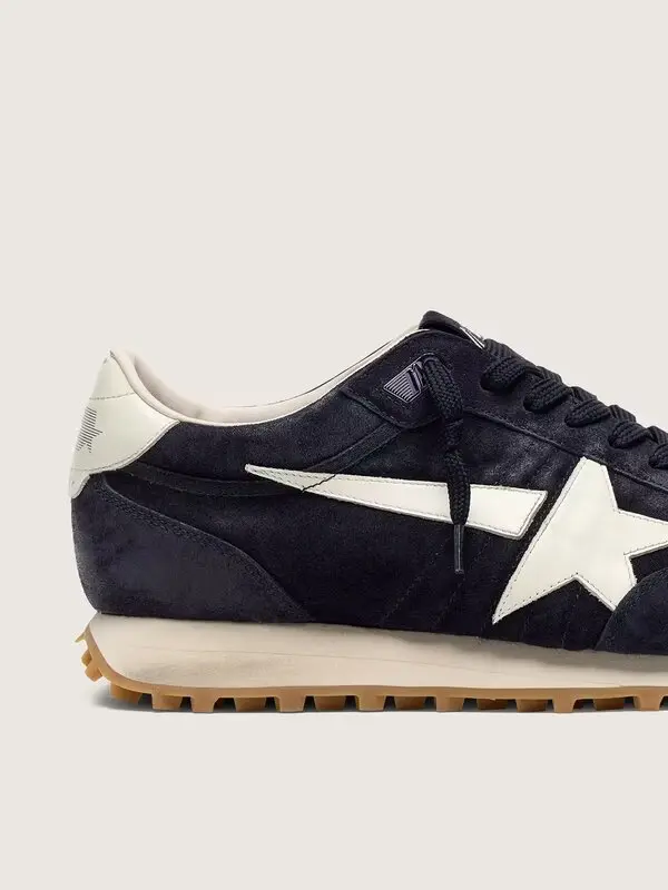 GOLDEN GOOSE Marathon Low-top Sneakers With Star Pattern - Navy Blue