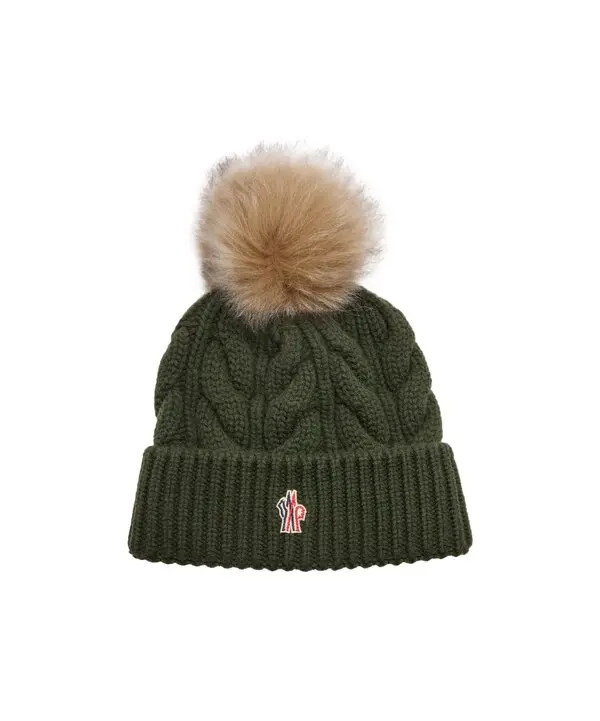 Moncler Pompom Cable-knit Wool-blend Beanie