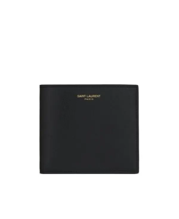 Saint Laurent East/west Wallet With Coin Purse In Coated Bark Leather - Black