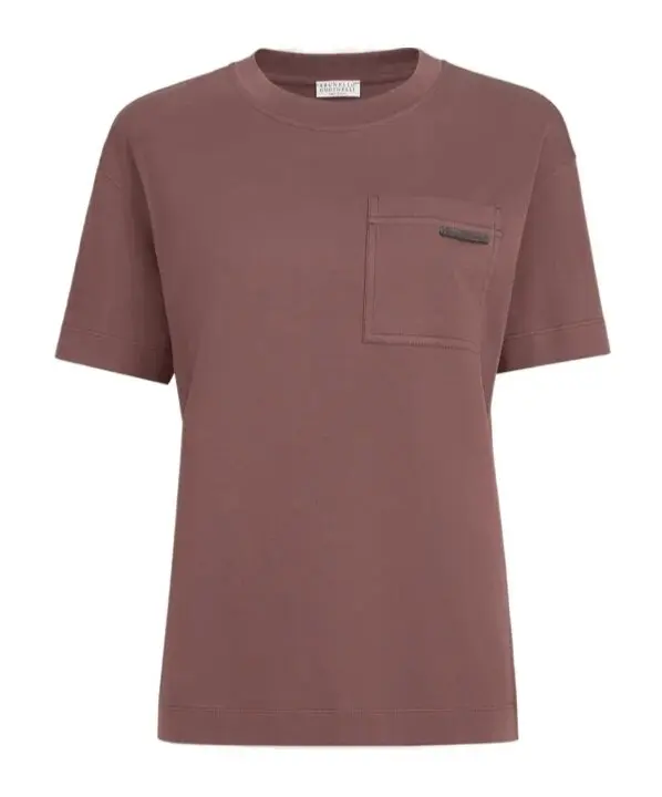 Brunello Cucinelli Cotton Jersey T-shirt With Shiny Tab