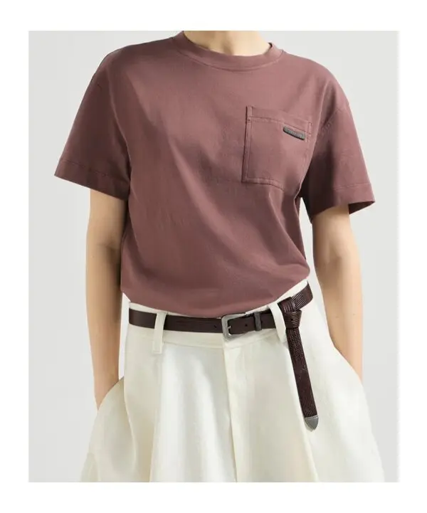 Brunello Cucinelli Cotton Jersey T-shirt With Shiny Tab