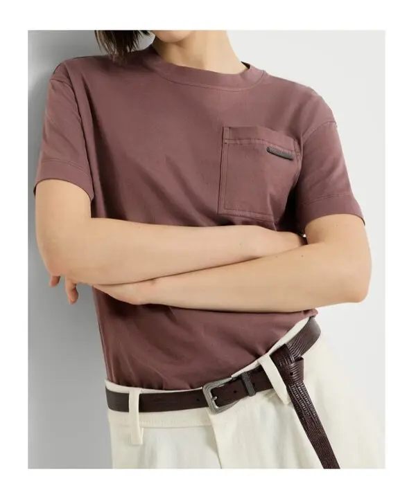Brunello Cucinelli Cotton Jersey T-shirt With Shiny Tab