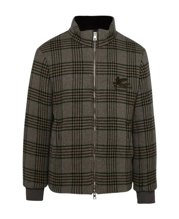Etro Logo Embroidered Checked Zipped Jacket