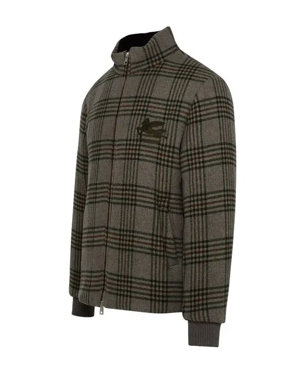 Etro Logo Embroidered Checked Zipped Jacket
