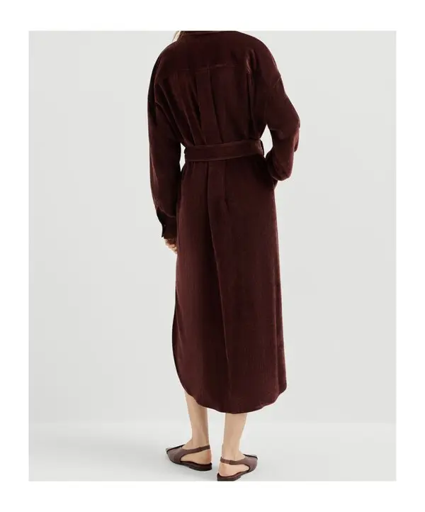 Brunello Cucinelli Fluid Corduroy Belted Shirt Dress