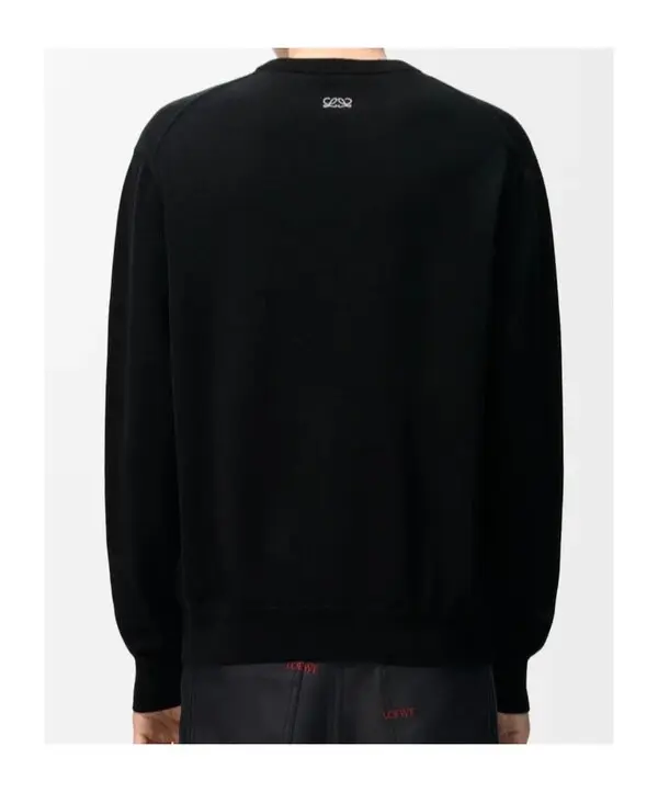 Loewe Crew Neck Lion Intarsia Sweater - Black