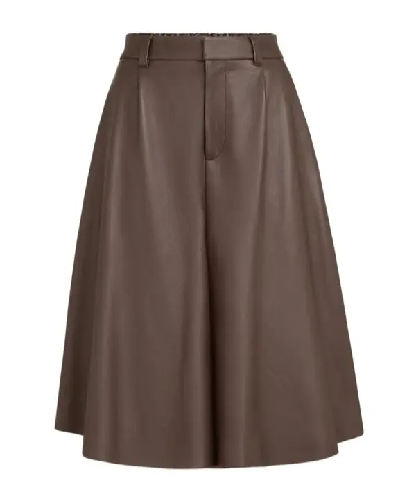 Brunello Cucinelli Nappa Leather Wide Bermuda Shorts With Monili Embellishment