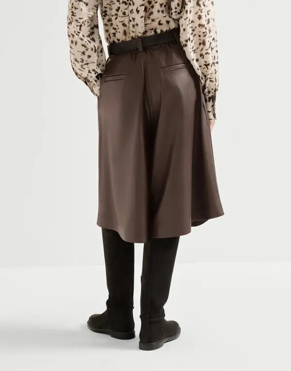 Brunello Cucinelli Nappa Leather Wide Bermuda Shorts With Monili Embellishment