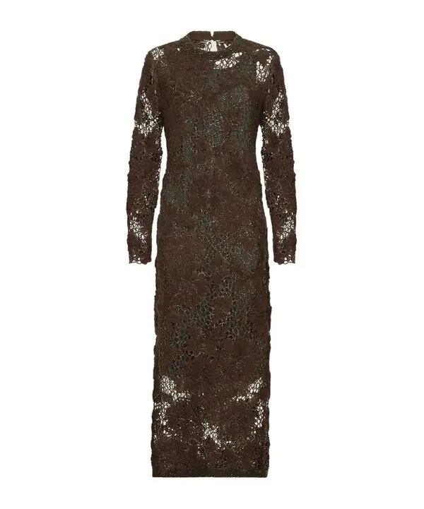 Brunello Cucinelli Sparkling Mohair And Wool Knit Dress - Brown