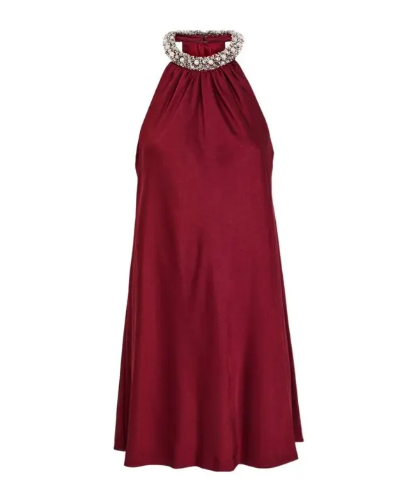 Simkhai Hadleigh Embellished Satin Mini Dress - Red