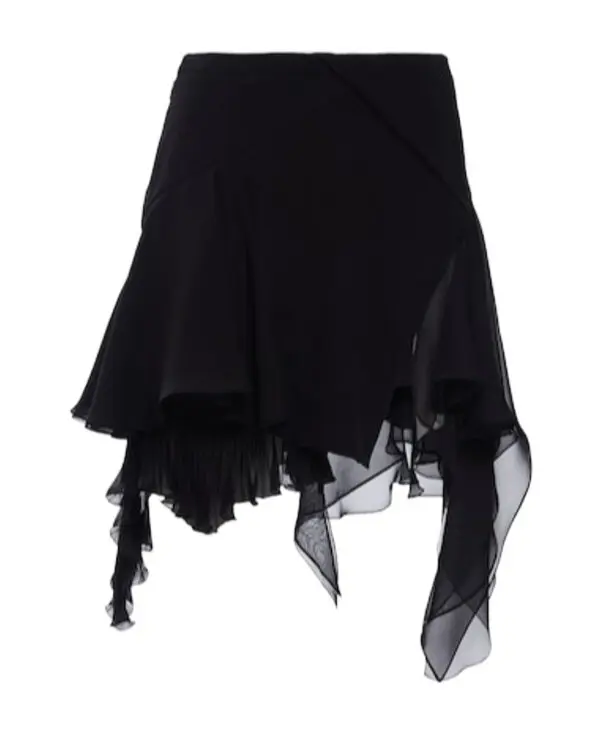 Versace Asymmetrical Ruffle Hem Mini Skirt - Black