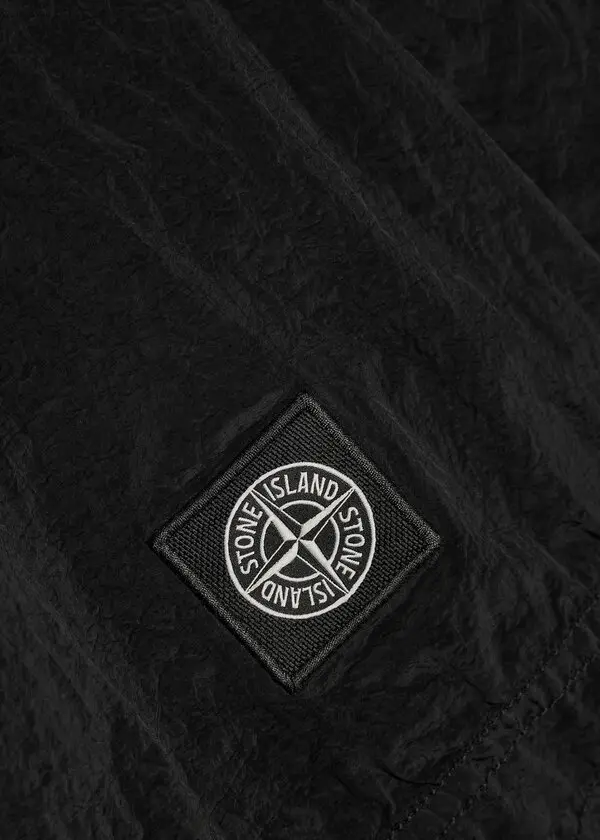 Stone Island Logo Crinkled Nylon Swim Shorts