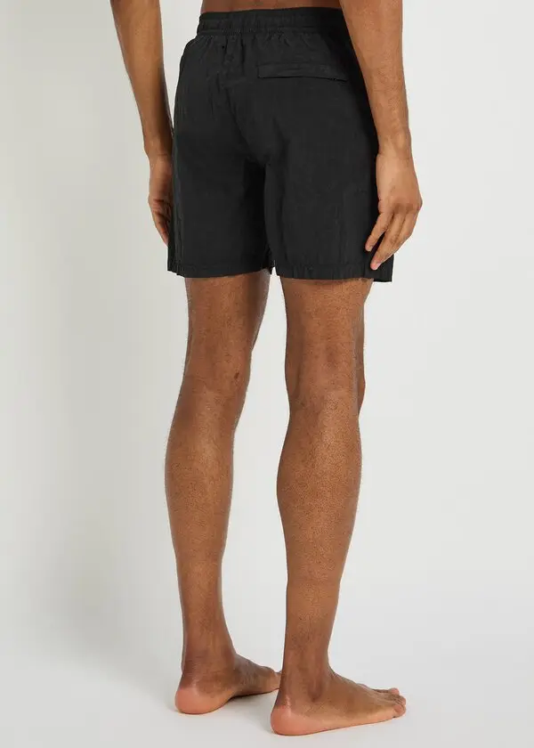 Stone Island Logo Crinkled Nylon Swim Shorts