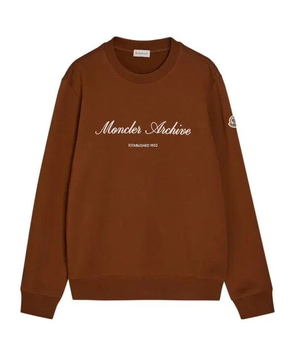 Moncler Cotton Blend Sweatshirt Embroidered With Brand Logo