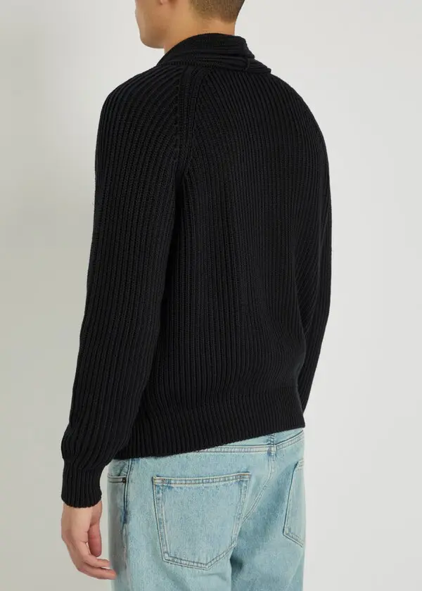 TOM FORD Shawl-lapel Ribbed Wool And Silk-blend Cardigan