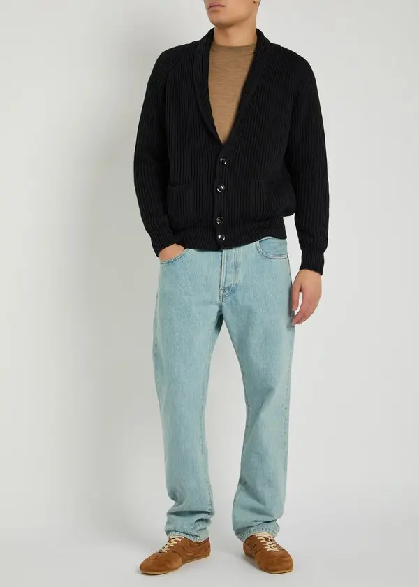 TOM FORD Shawl-lapel Ribbed Wool And Silk-blend Cardigan