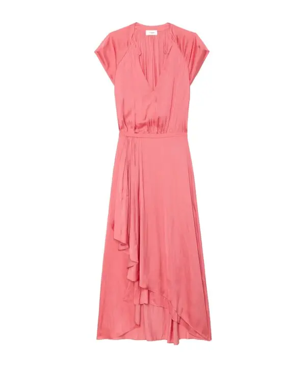 Zadig&Voltaire Mid-length Satin Dress With Ruffled Hem - Pink