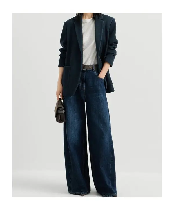 Brunello Cucinelli Cotton Jersey T-shirt With Dazzling Windowpane Embroidery