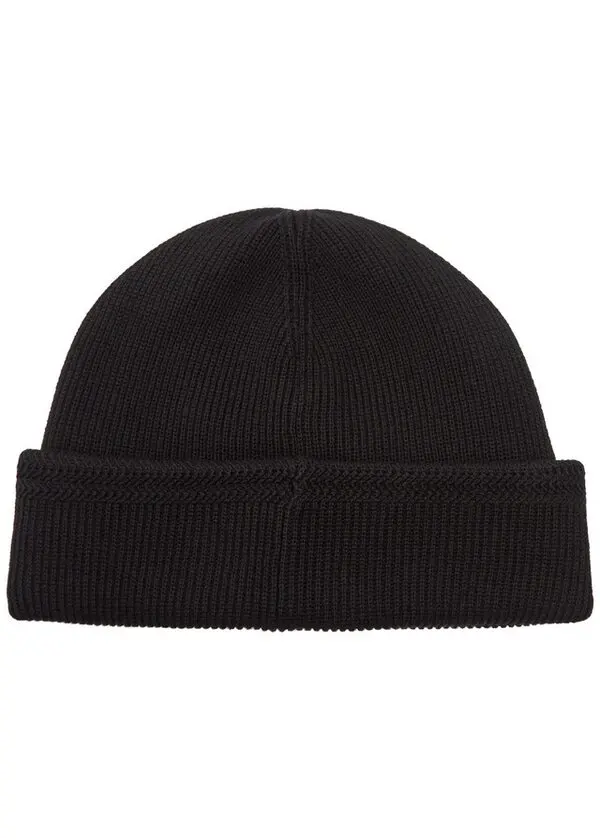 Stone Island Compass Logo-appliquéd Ribbed Cotton-knit Beanie