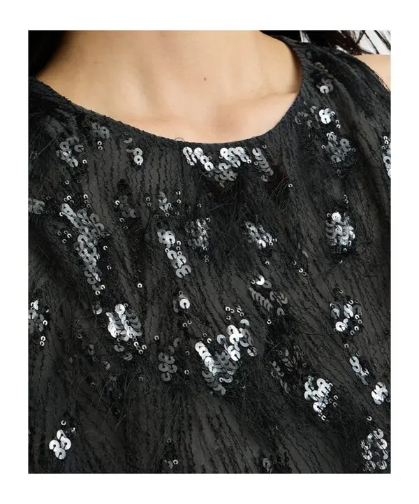Brunello Cucinelli Crispy Silk Top With Dazzling Lynx Embroidery