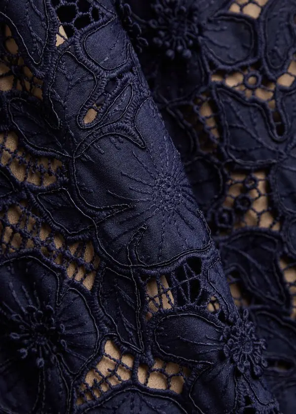 SELF-PORTRAIT Belted Guipure Lace Midi Dress