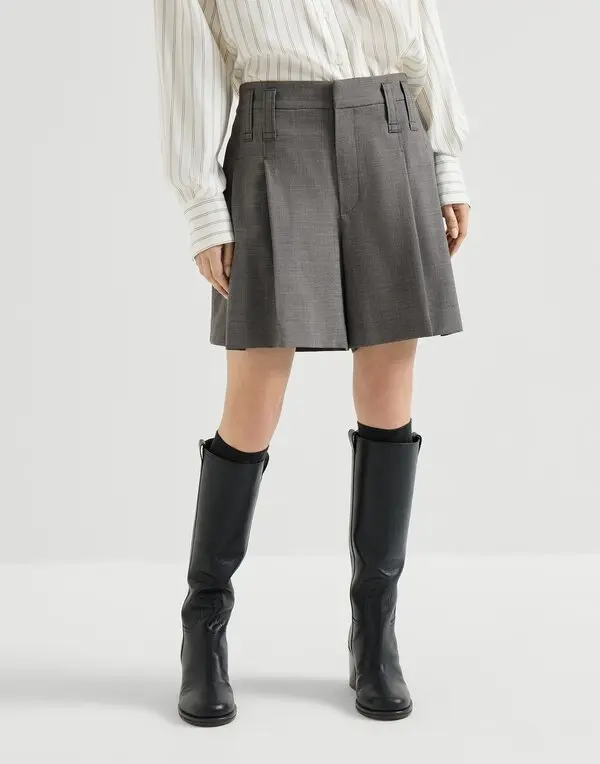 Brunello Cucinelli Tropical Luxury Wool Formal Shorts