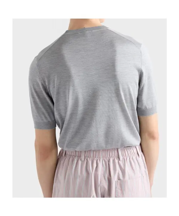 Prada Short-sleeved Silk Crew Neck Sweater