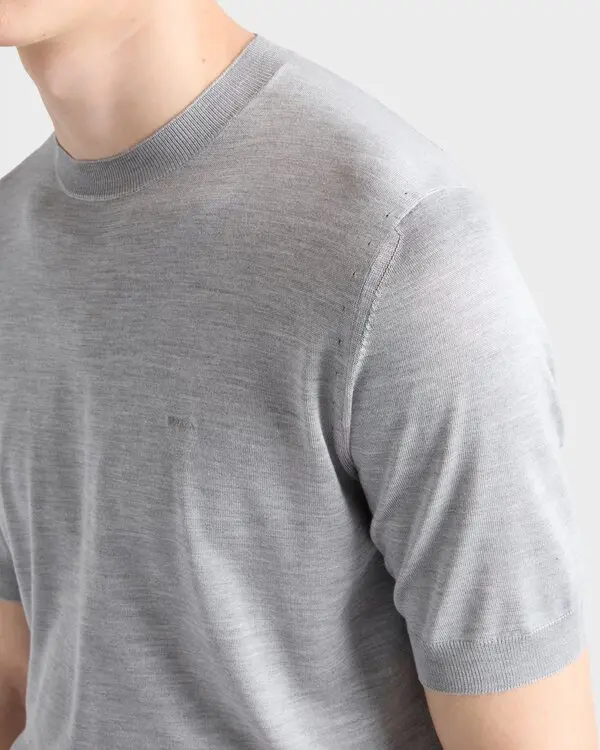 Prada Short-sleeved Silk Crew Neck Sweater